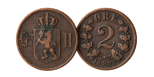 2 øre 1902 - En nesten 120 år gammel øremynt i bronse - Norsk ...