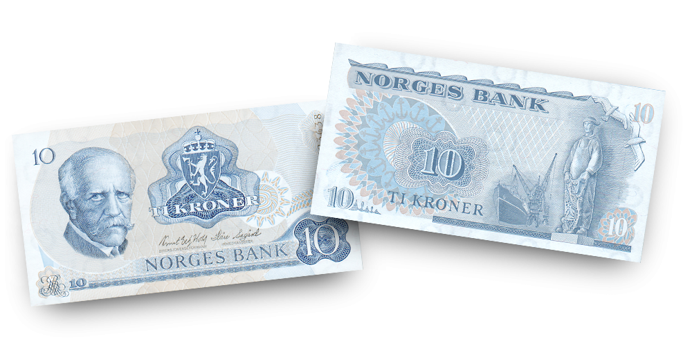 Den norske klassikeren Blåtier'n - 10 kroner 1972-84 - Sedler ...