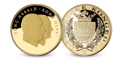 Konger av vår tid hedres med 9 karat gullmedalje - kong Olav og Harald - Minnemedaljer ...