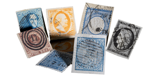 Verdens første frimerker - hele 7 originalfrimerker i et sett ...